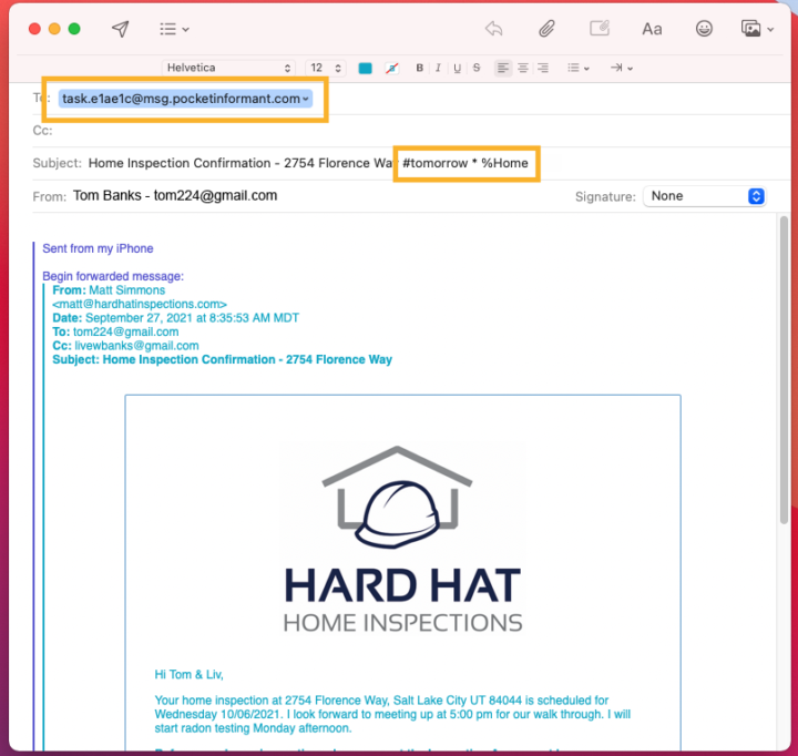 Email to Task Feature | Pocket Informant